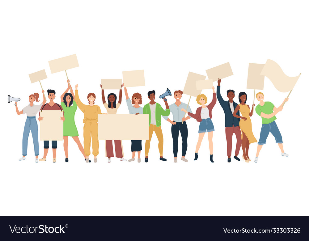 Crowd protesting people Royalty Free Vector Image