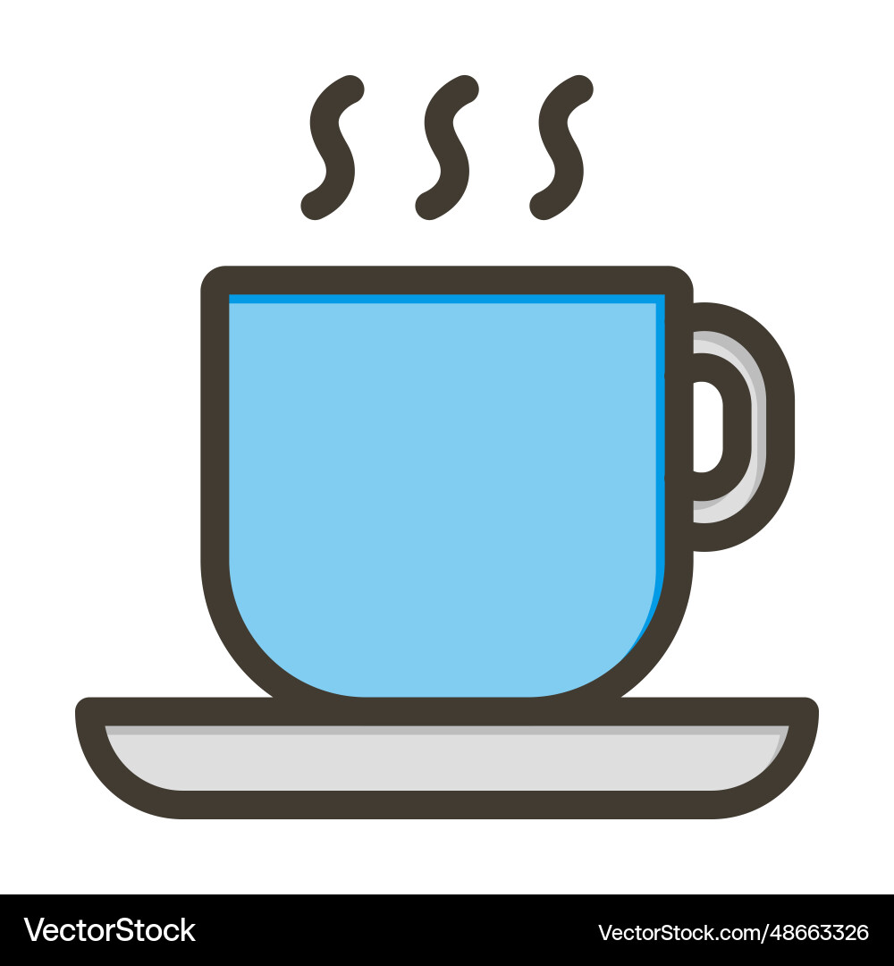 Cup thick line filled colors icon for personal Vector Image