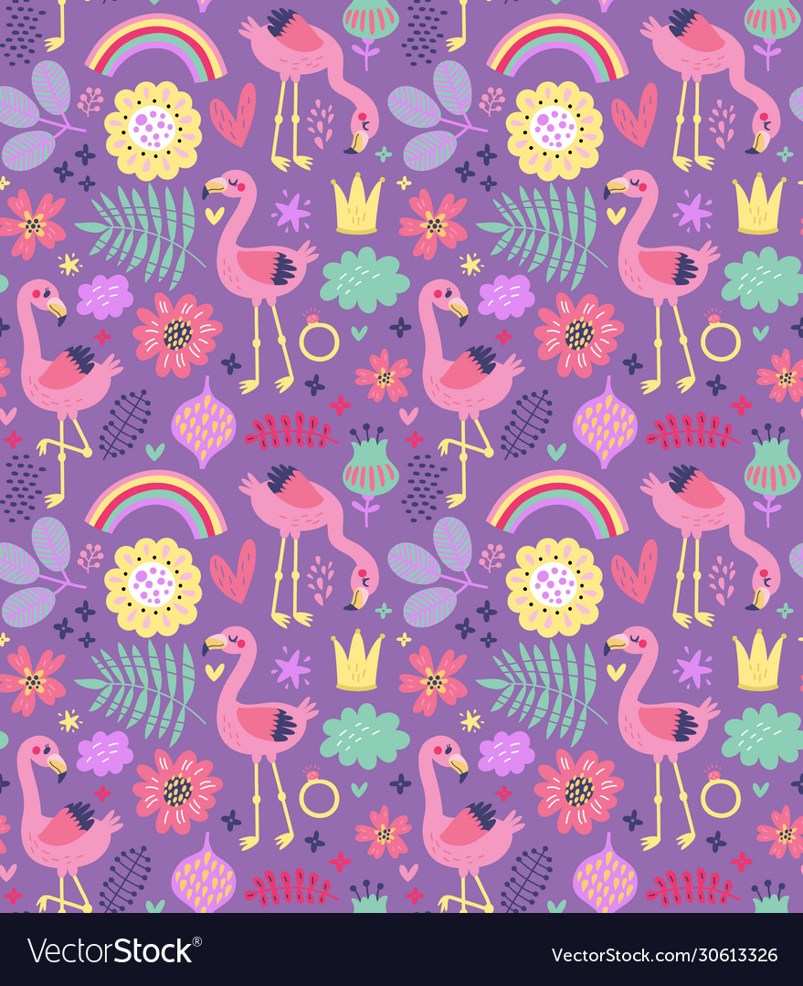 Flamingo seamless pattern Royalty Free Vector Image