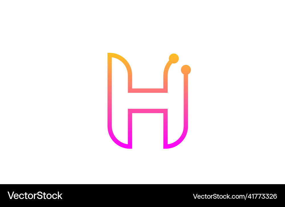H pink alphabet letter icon logo design with dot Vector Image
