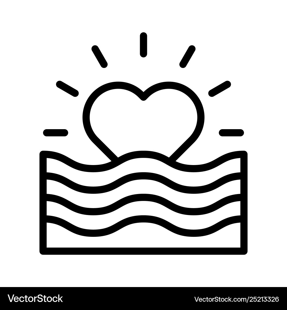 Heart and wave valentine love related line Vector Image