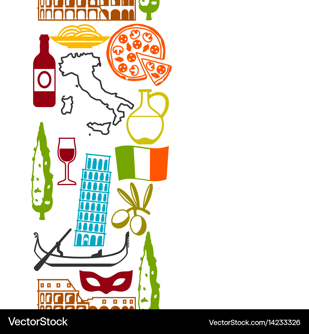 Italy seamless pattern italian symbols Royalty Free Vector