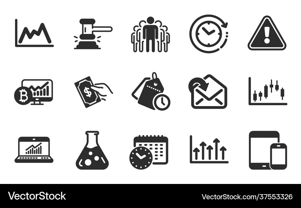 Mobile devices diagram and growth chart icons set Vector Image