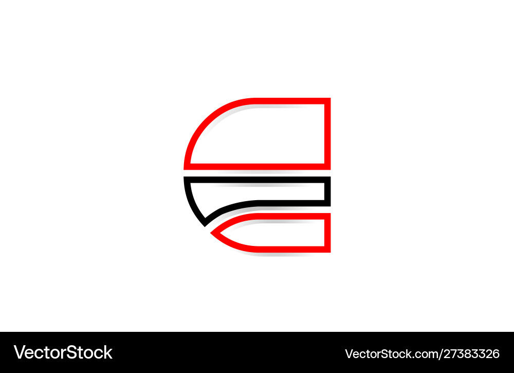 Red black line e letter logo alphabet for icon Vector Image