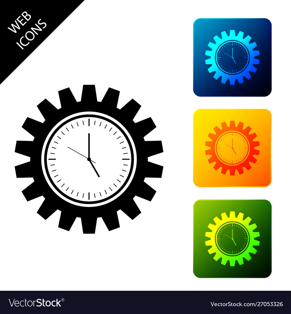 Time management icon isolated clock and gear sign Vector Image