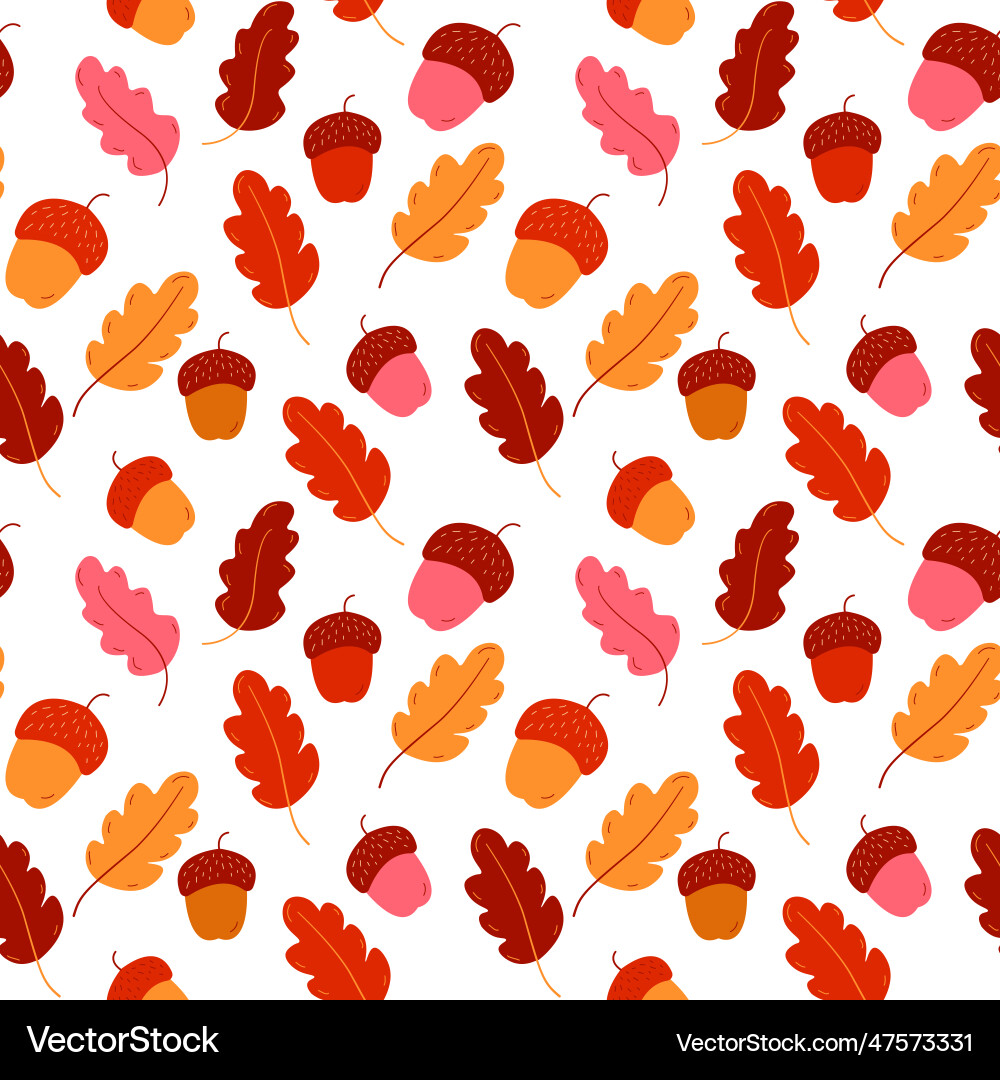 Acorn and color oak leaves pattern autumn graphics