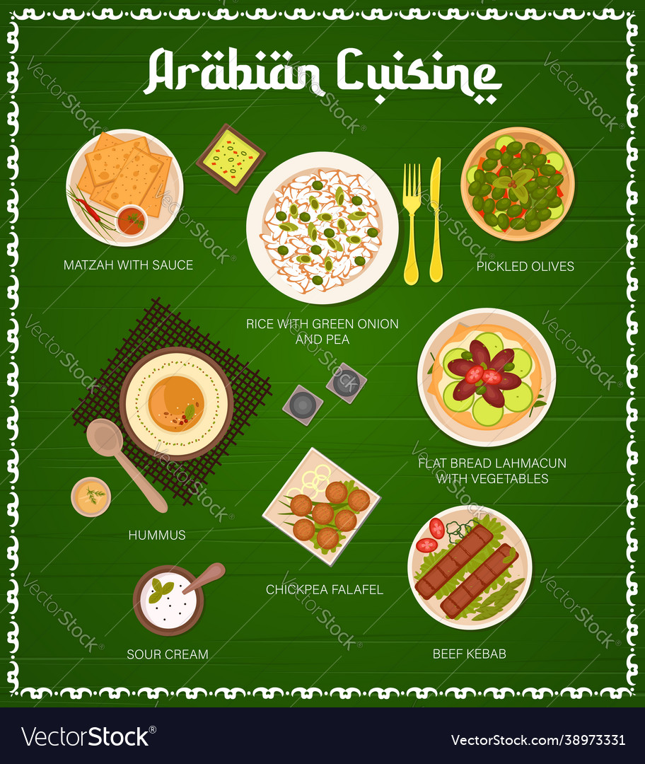 Arabian cuisine meals menu cover template Vector Image