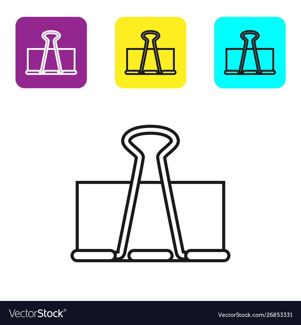 Black line binder clip icon isolated on white Vector Image