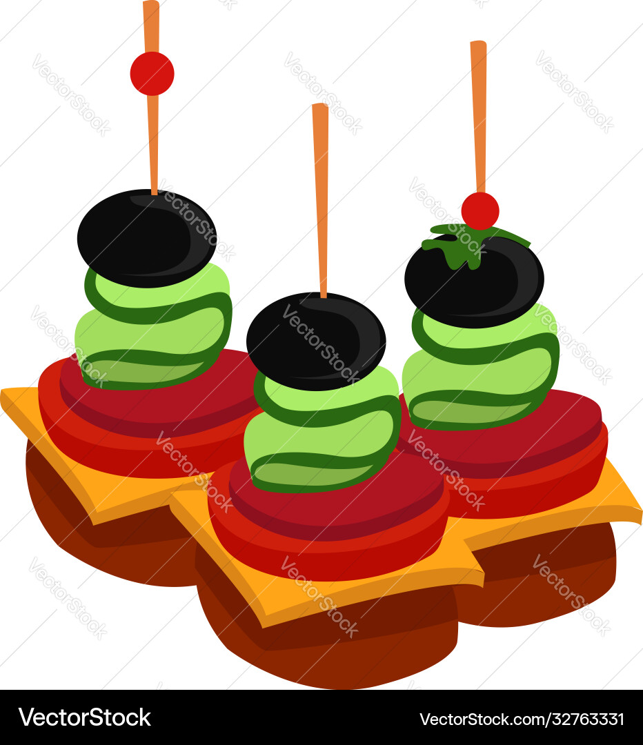 Canape food on white background Royalty Free Vector Image