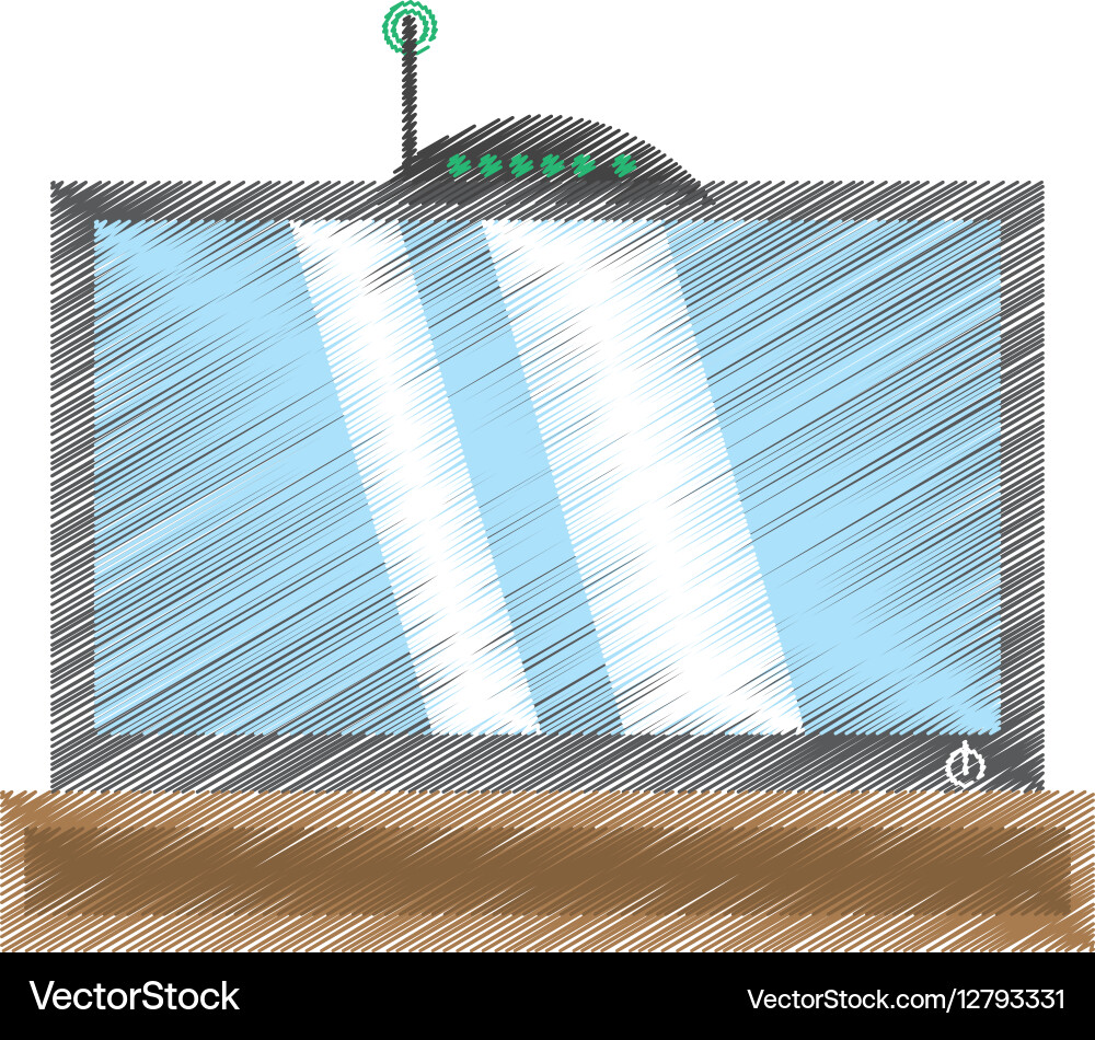Drawing tv modem antenna signal Royalty Free Vector Image