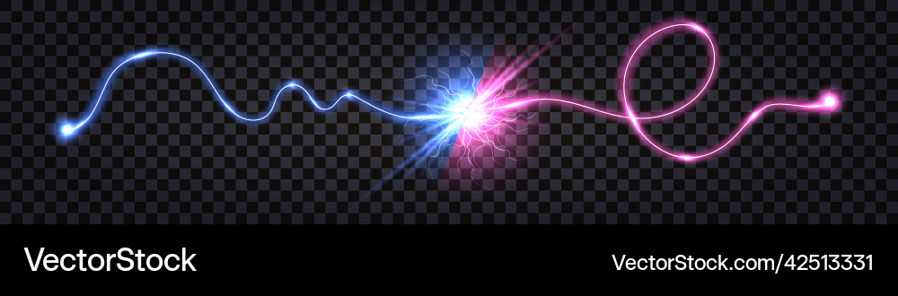 Electric discharge collision blue vs pink shock Vector Image
