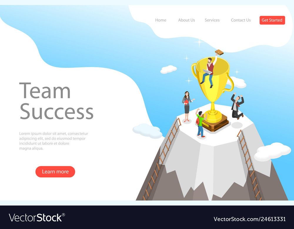 Flat Isometric Landing Pate Template Of Royalty Free Vector