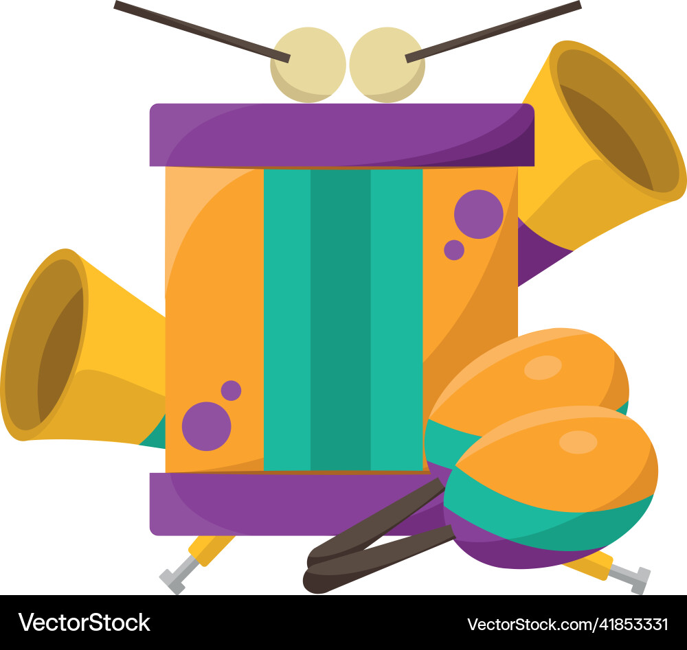 Isolated group of carnival musical instruments Vector Image