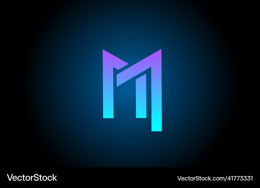 M blue alphabet letter logo icon with line design Vector Image