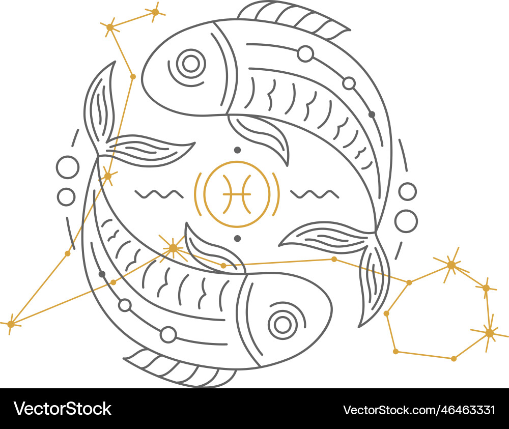 Pisces astrological symbol with zodiac Royalty Free Vector