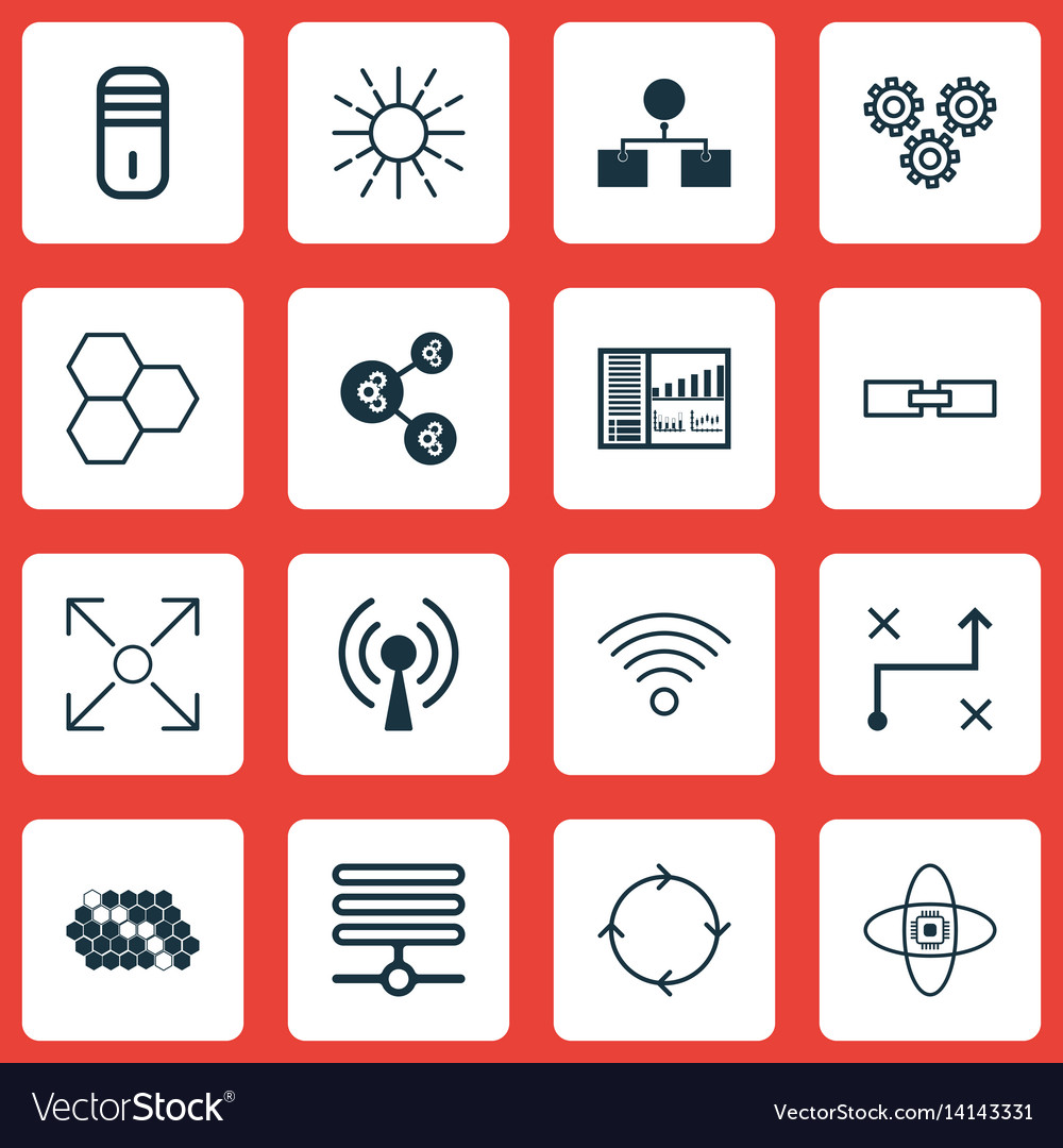 Set of 16 robotics icons includes algorithm Vector Image
