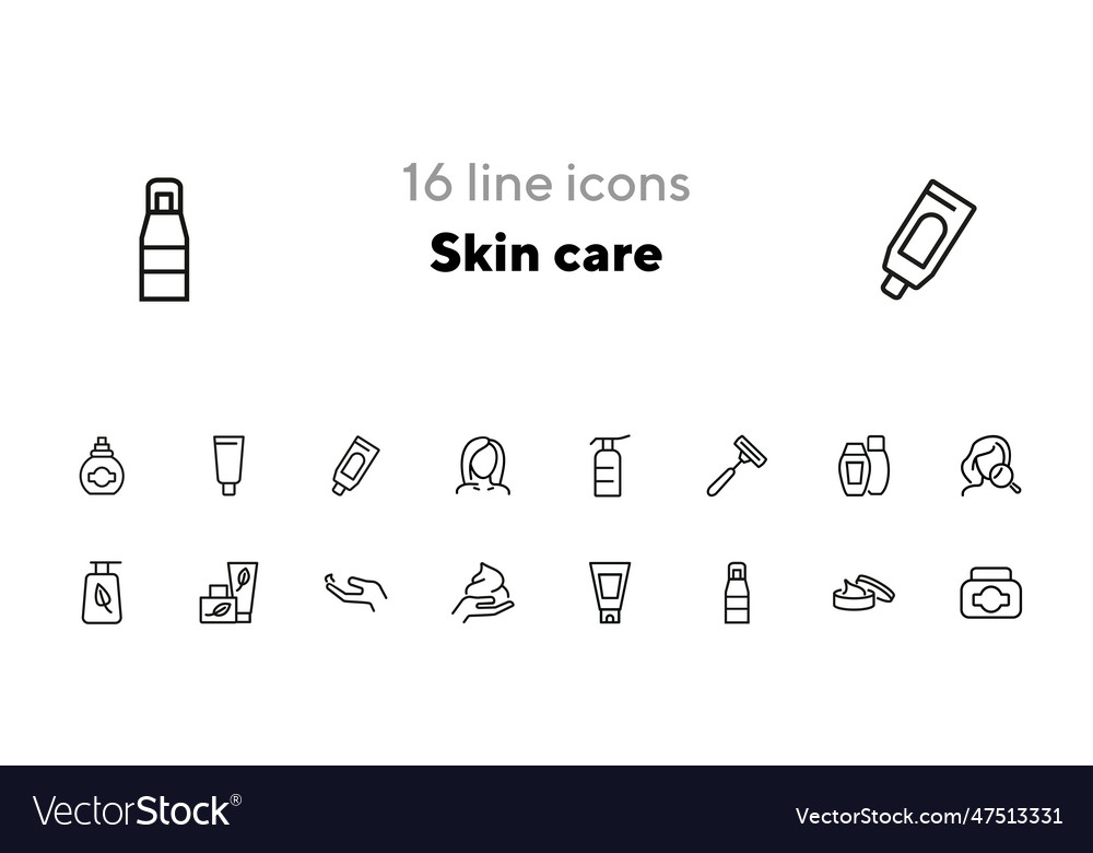 Skin care line icon set Royalty Free Vector Image Skin care line icon set Royalty Free Vector Image