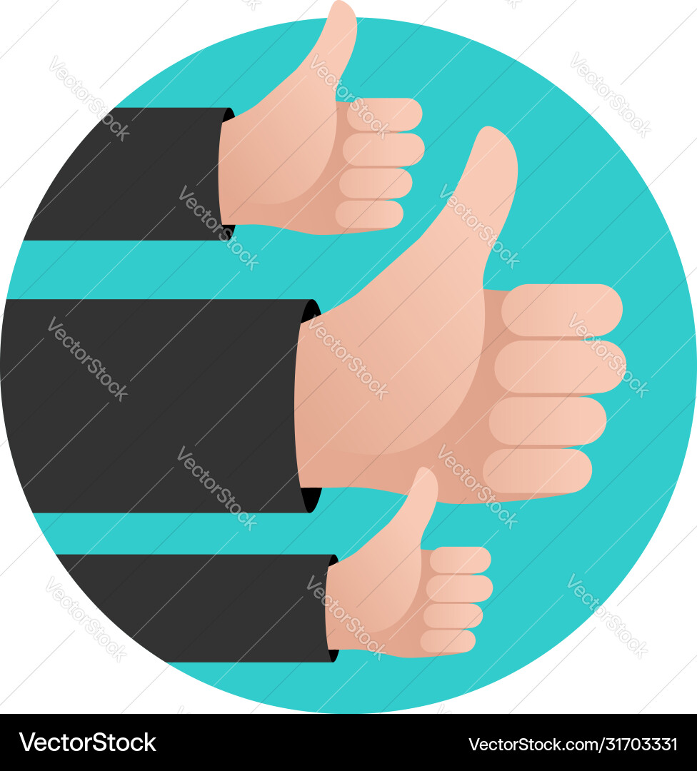Thumbs up in circular shape - for good review Vector Image