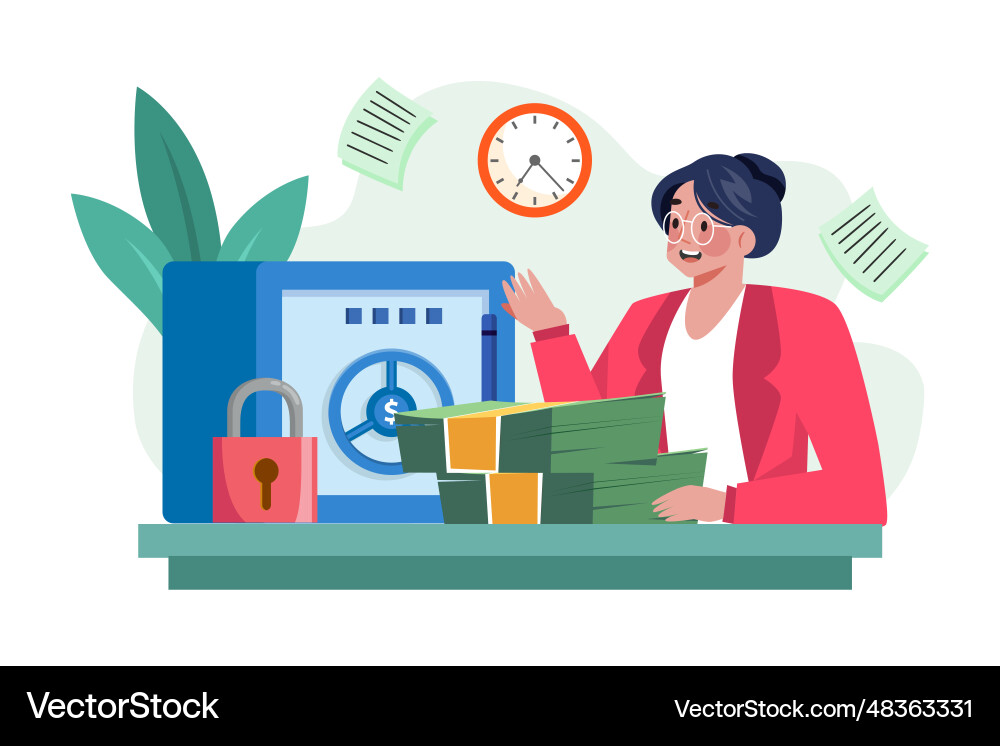 Treasury analyst managing the banks cash Vector Image