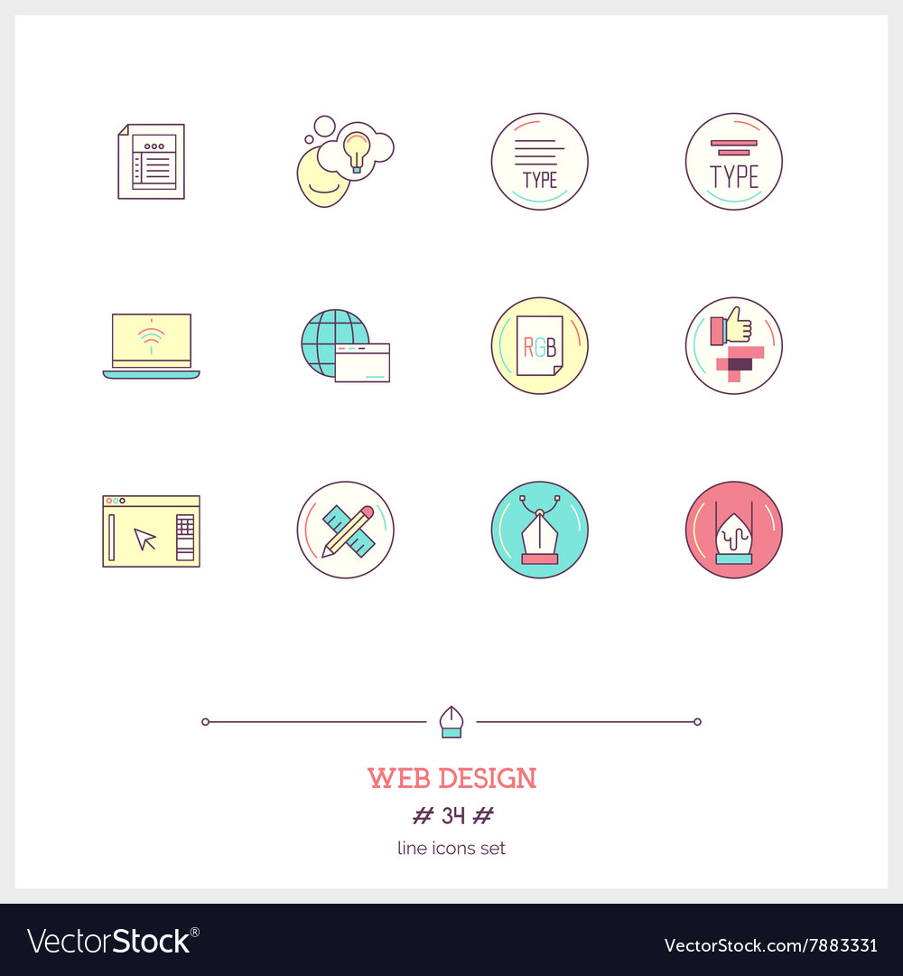 Web design line icons set Royalty Free Vector Image