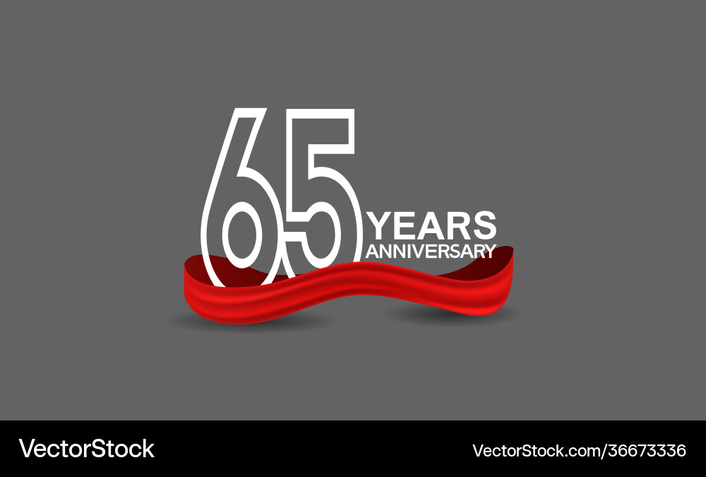 65 years anniversary line style white color Vector Image