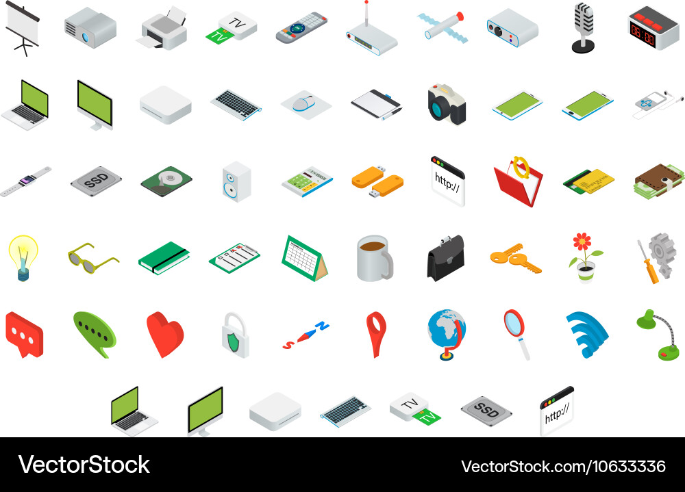 Big set isometric volumetric icons Royalty Free Vector Image