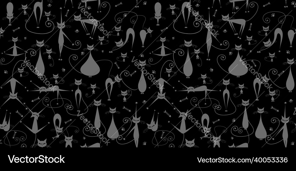 Black cats seamless pattern for your design Vector Image