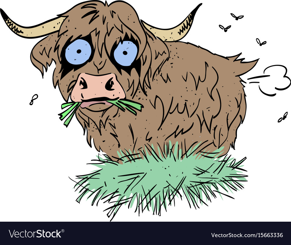 Cartoon image of hairy cow farting Royalty Free Vector Image Cartoon image of hairy cow farting Royalty Free Vector Image