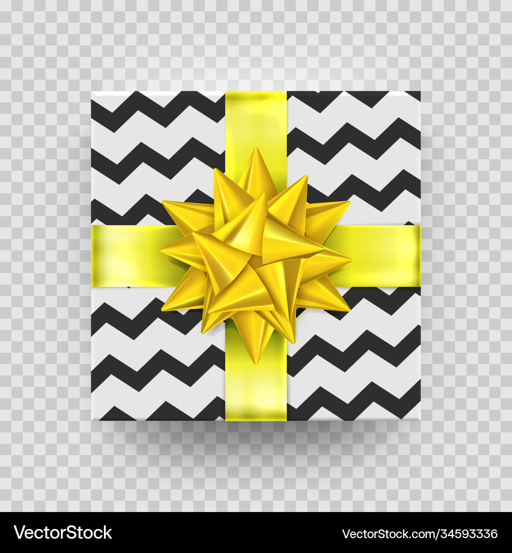 Christmas gift box present golden ribbon bow Vector Image