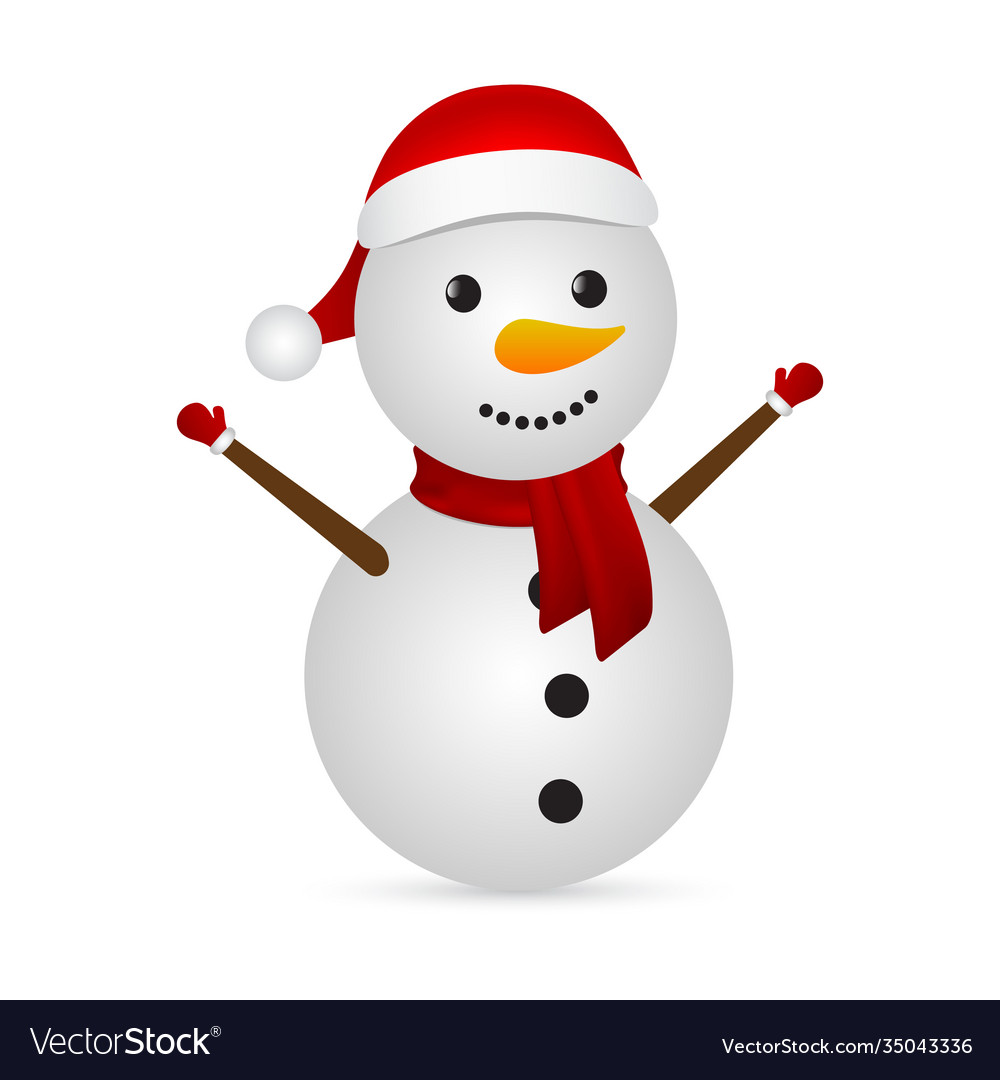 Christmas snowman in a santa hat on a white Vector Image