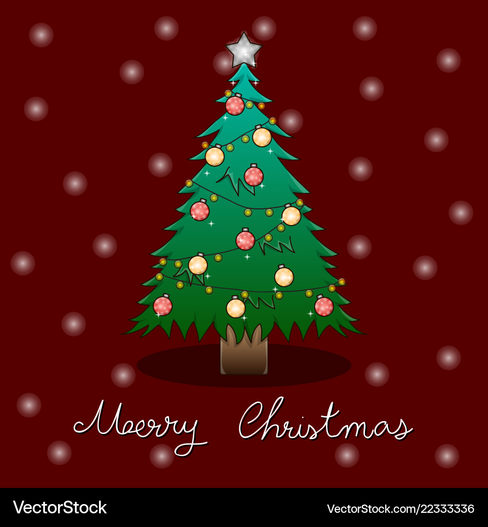 Christmas tree and white snow greeting card on Vector Image