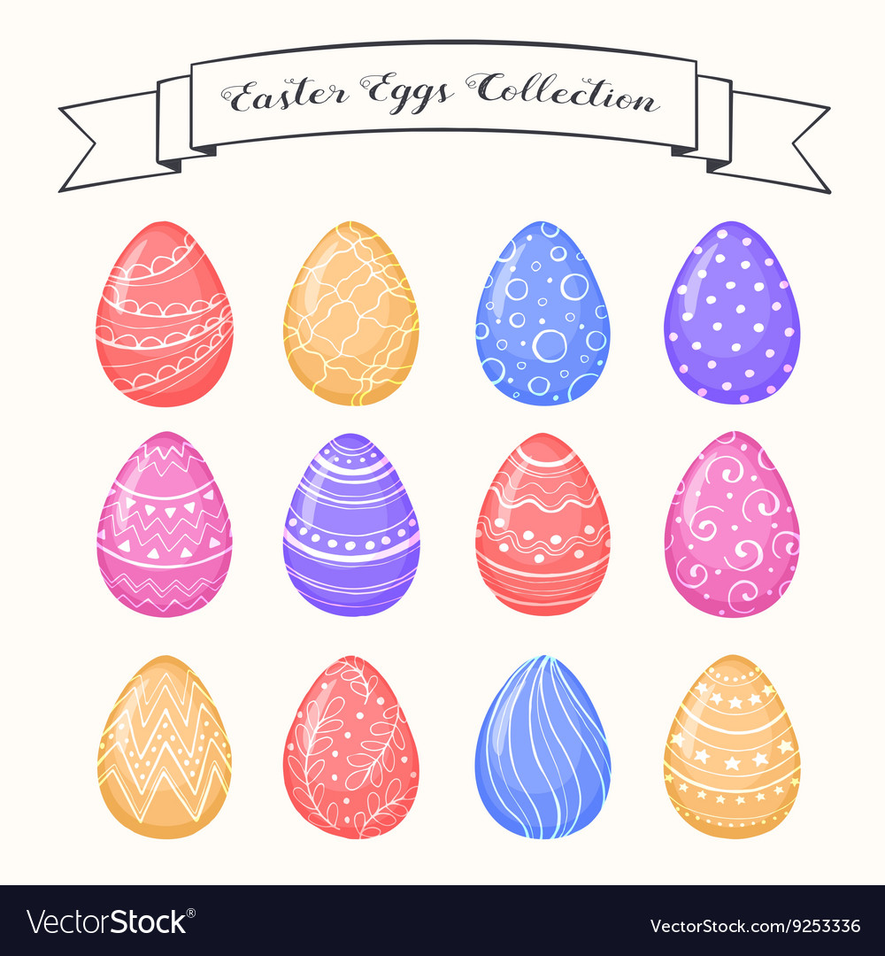 Easter eggs set Royalty Free Vector Image - VectorStock