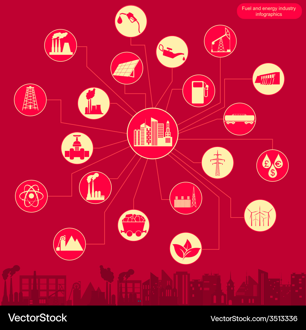 Fuel and energy industry infographic set elements Vector Image