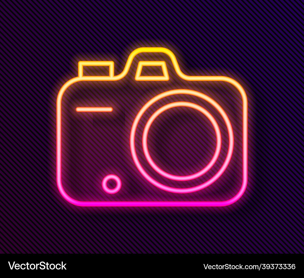 Glowing neon line photo camera icon isolated Vector Image