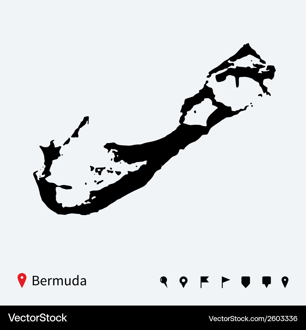 High detailed map of bermuda with navigation pins Vector Image