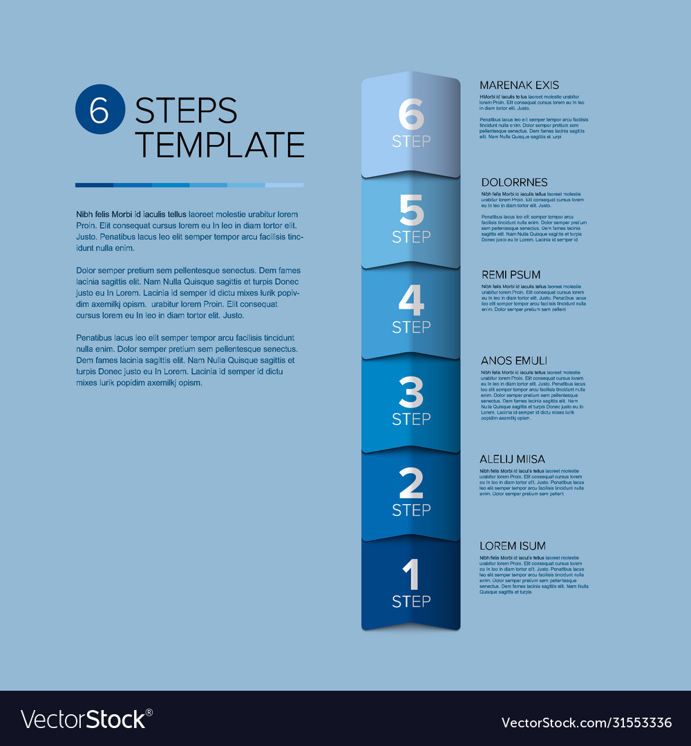 Progress six steps template Royalty Free Vector Image