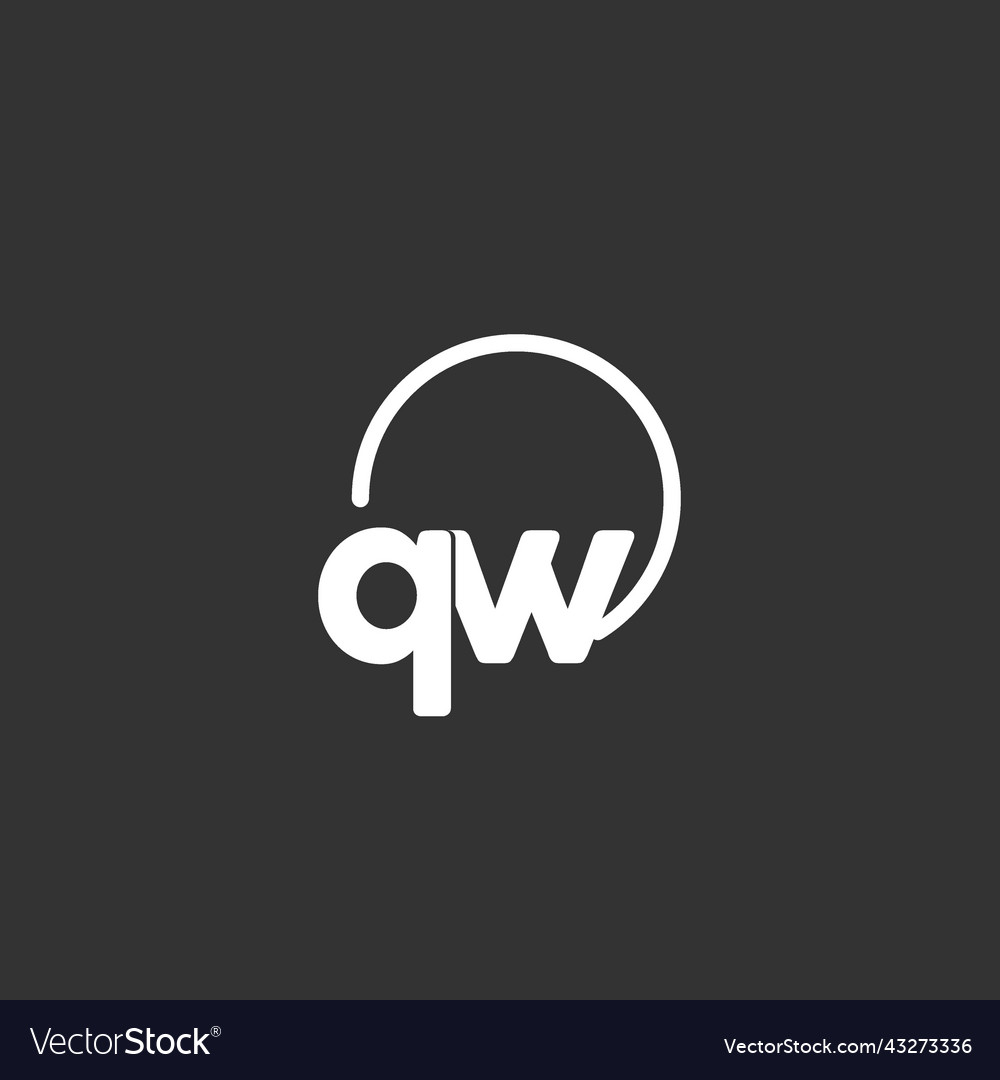 Qw initial logo with rounded circle Royalty Free Vector