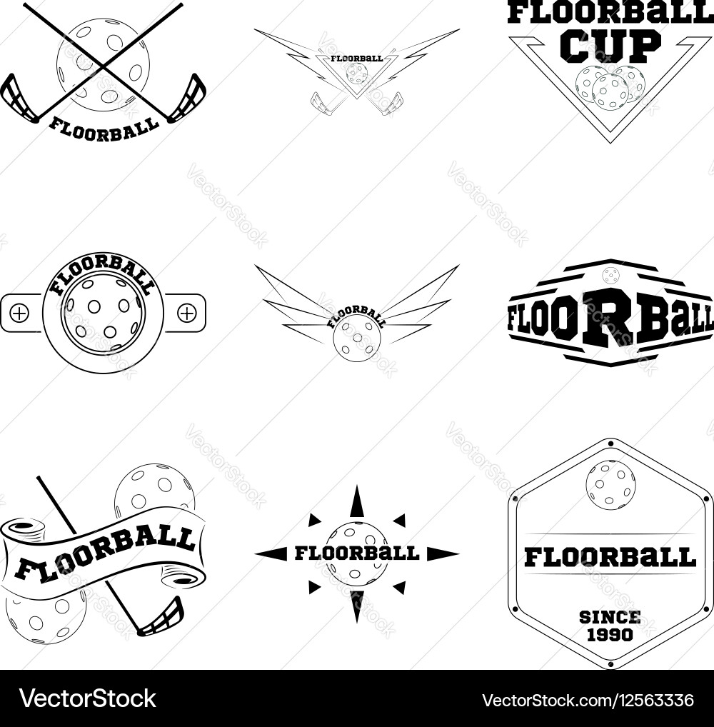 Set floorball logo for the team and cup Royalty Free Vector