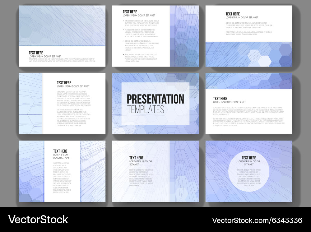 Set of 9 templates for presentation slides Vector Image