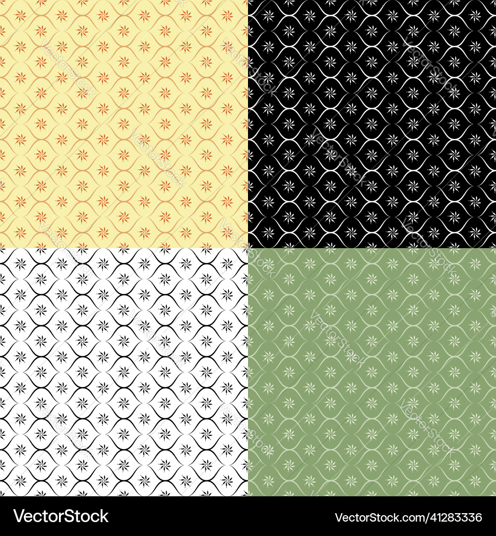 Set of geometric seamless patterns with swirl Vector Image