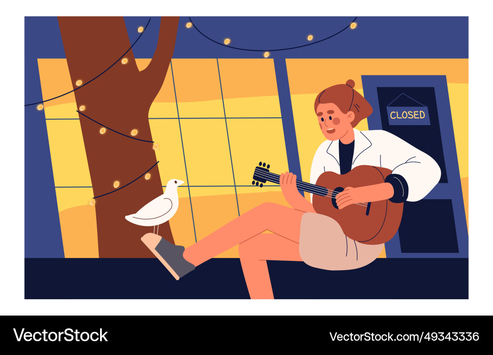 Street musician plays string instrument young Vector Image