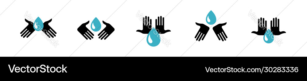Symbols hands and drop 1 Royalty Free Vector Image