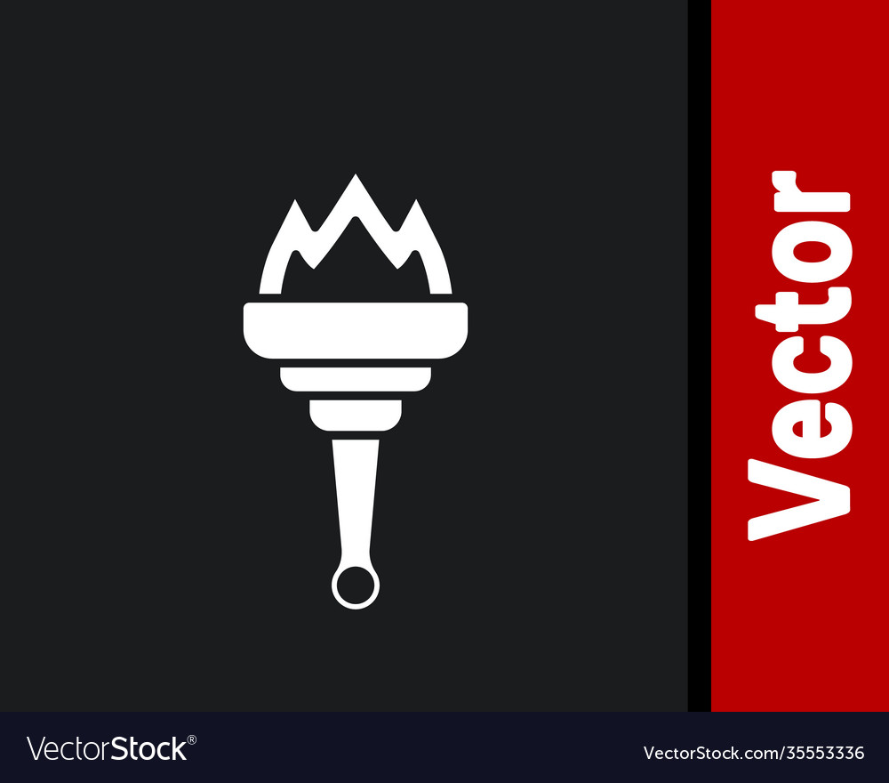 White torch flame icon isolated on black Vector Image
