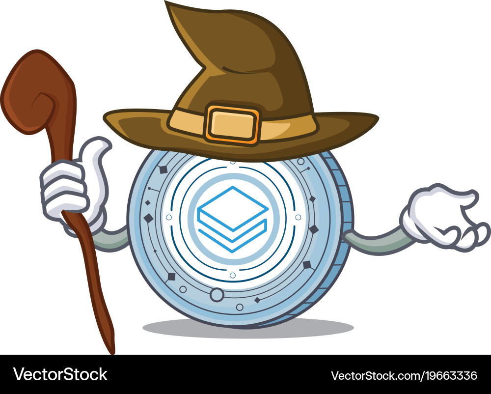 Witch stratic coin mascot cartoon Royalty Free Vector Image