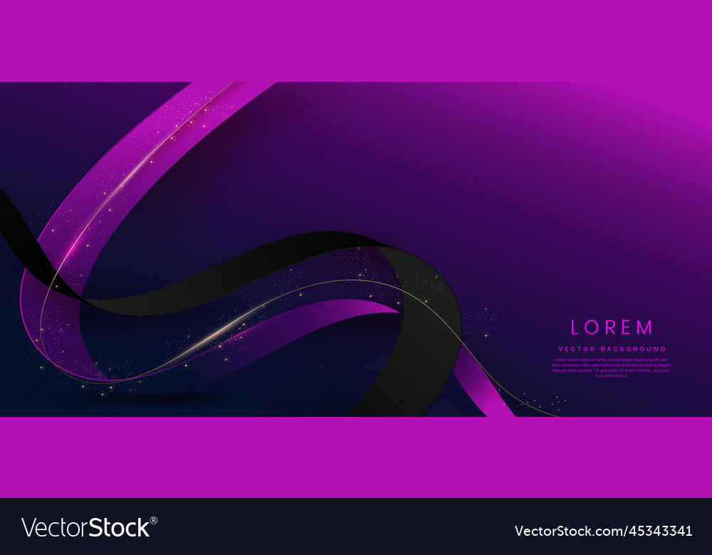 Abstract 3d gold curved purple and dark blue Vector Image