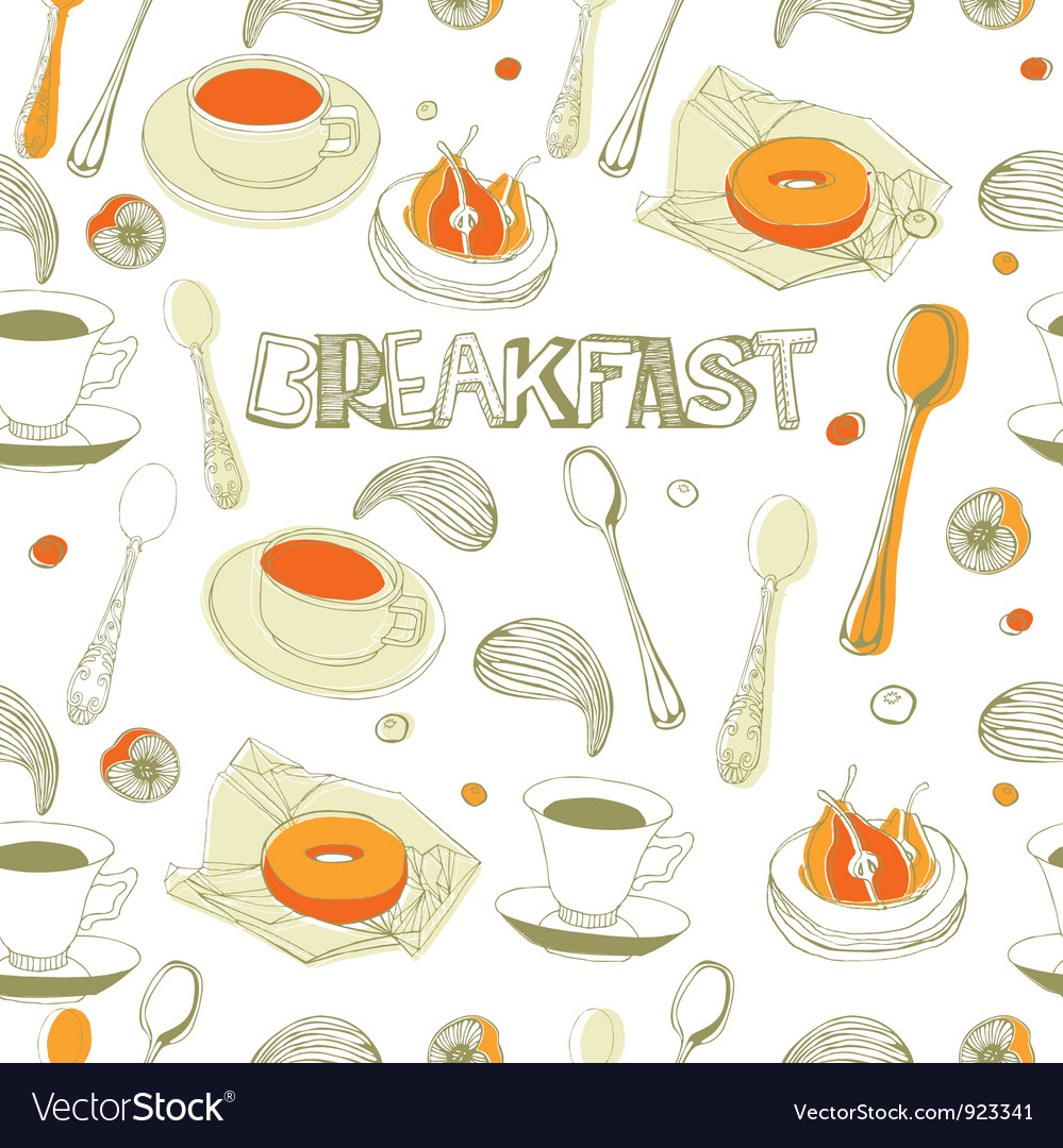 Breakfast seamless pattern Royalty Free Vector Image