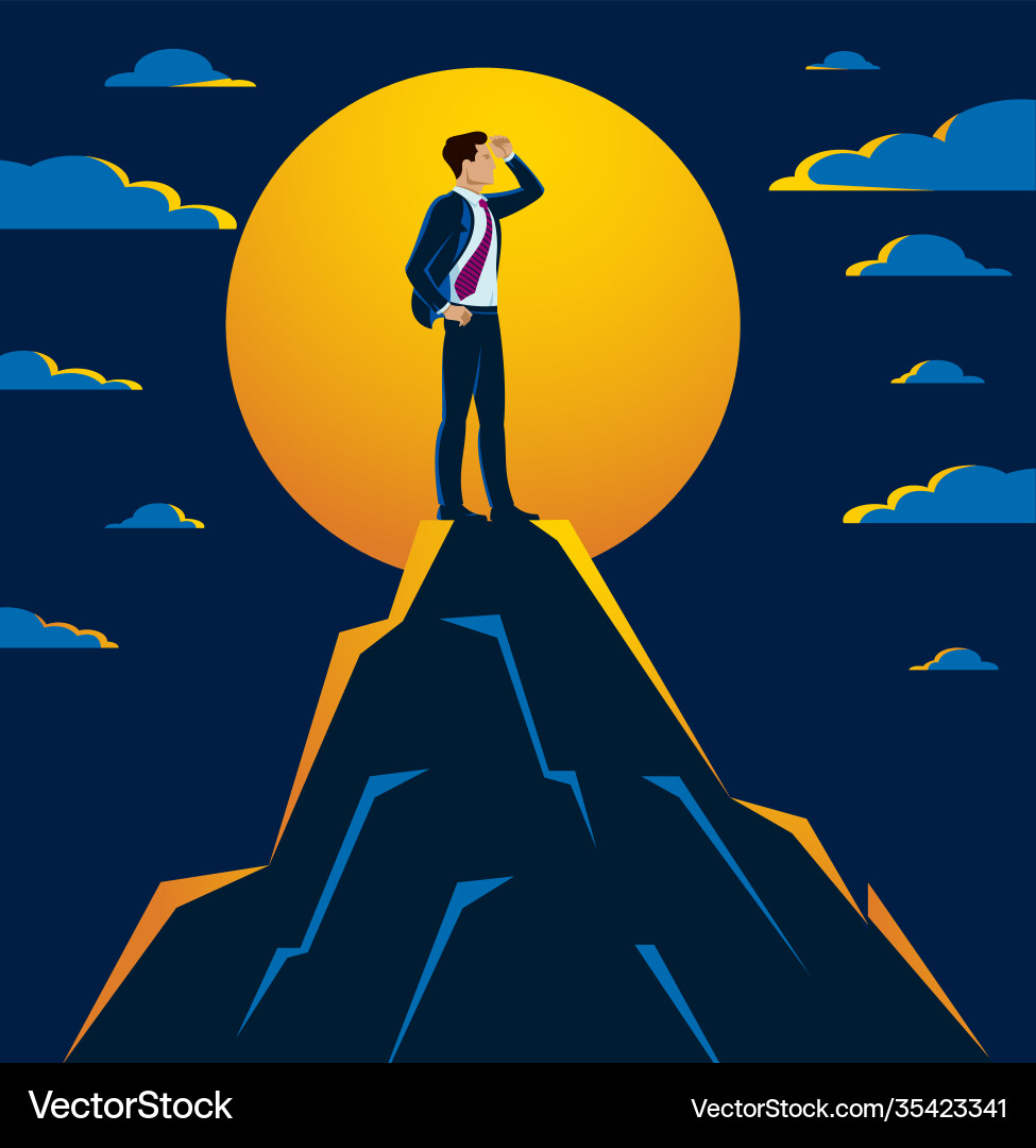 Businessman looking for opportunities standing Vector Image