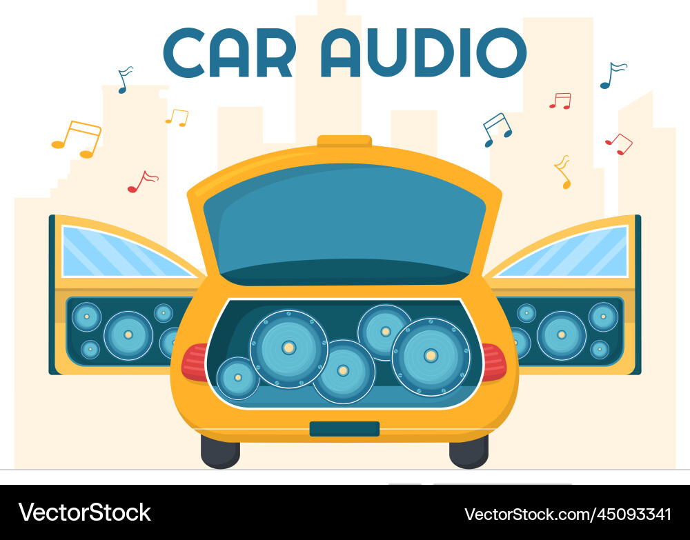 Car audio with loud speakers sound system Vector Image