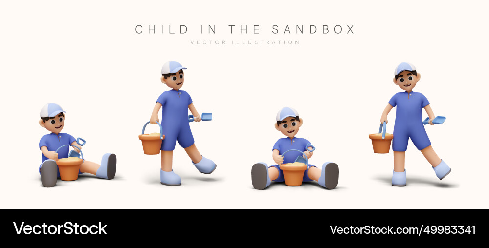Cartoon character in sandbox sitting and playing Vector Image
