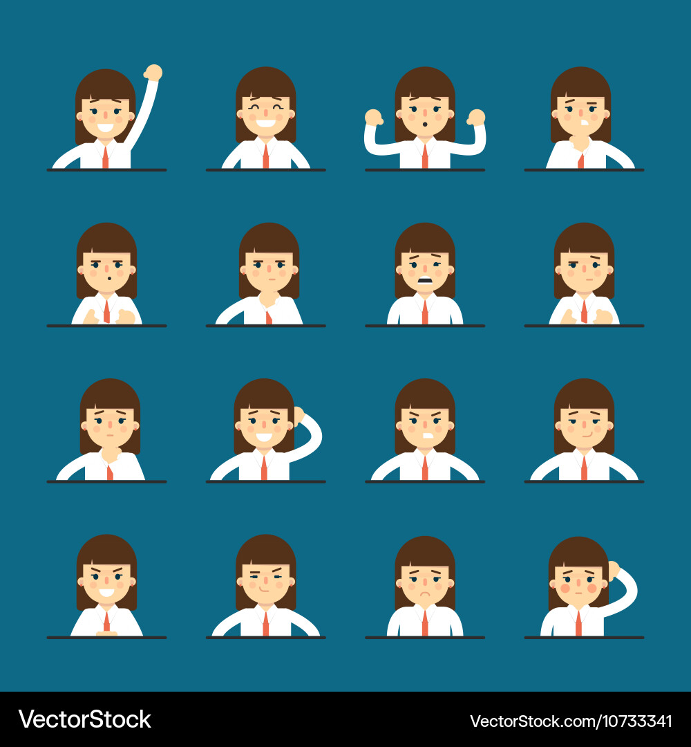 Cartoon young girl expressing different emotions Vector Image